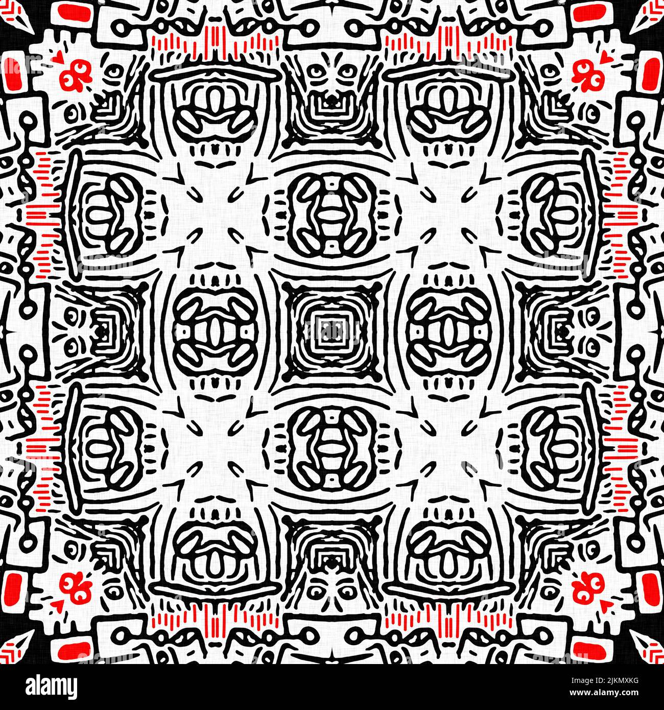 Red black seamless arabesque mosaic bandana pattern. Modern masculine ...