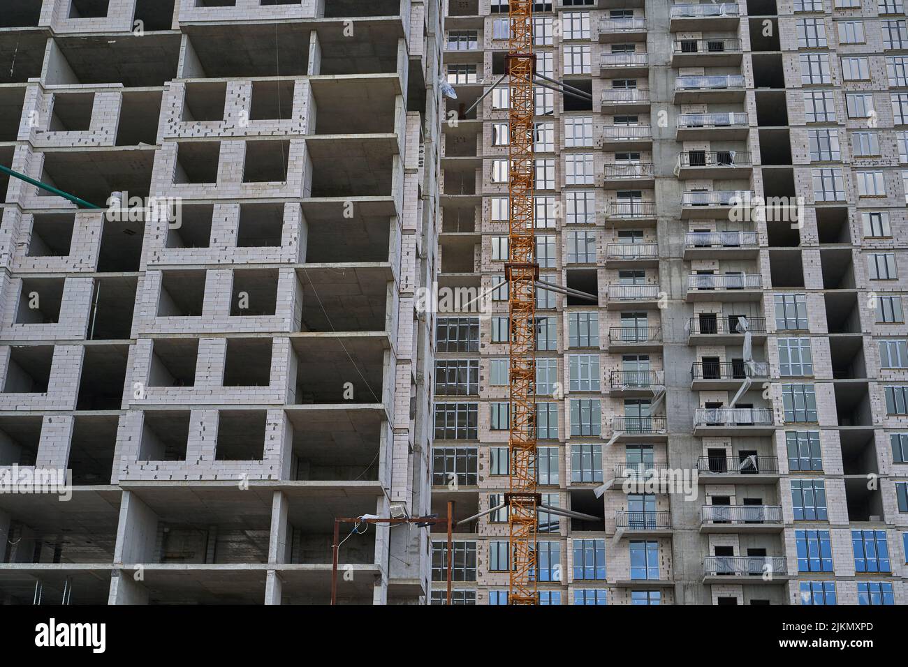 Construction site. High rise Building under construction. Construction ...