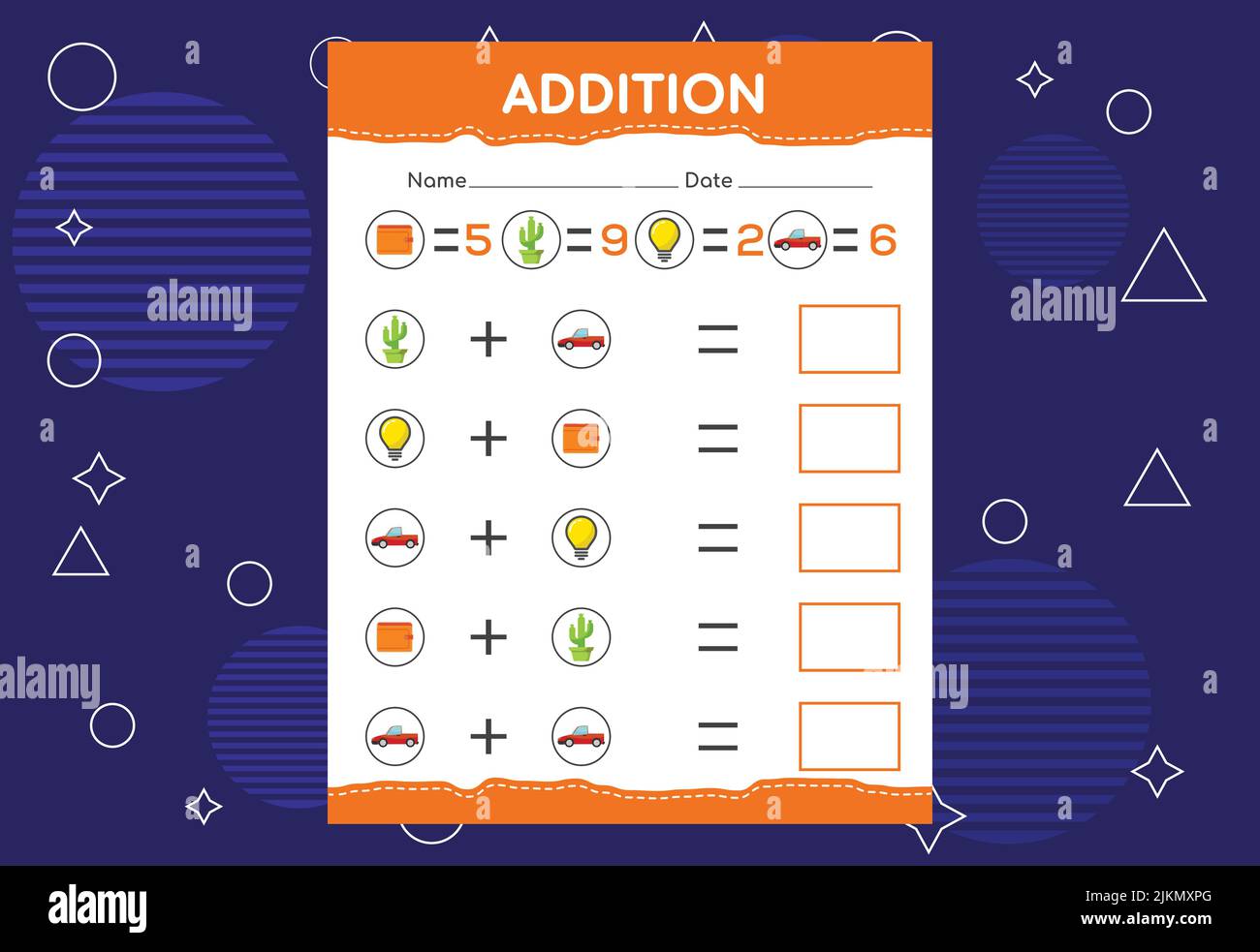 Addition with different elements for kids. An educational page for kids ...