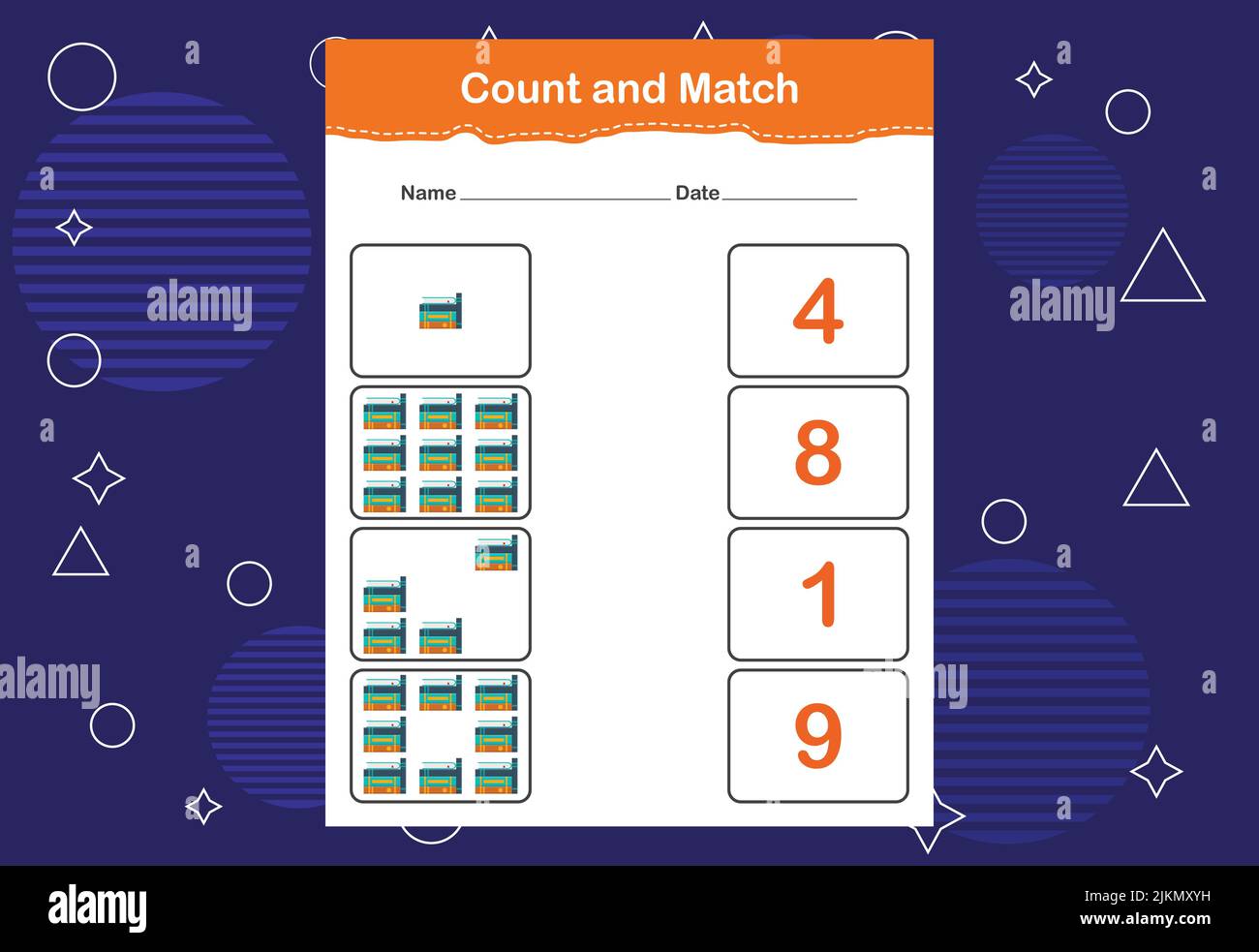 Count and Match worksheet for kids. Count and match with the correct ...