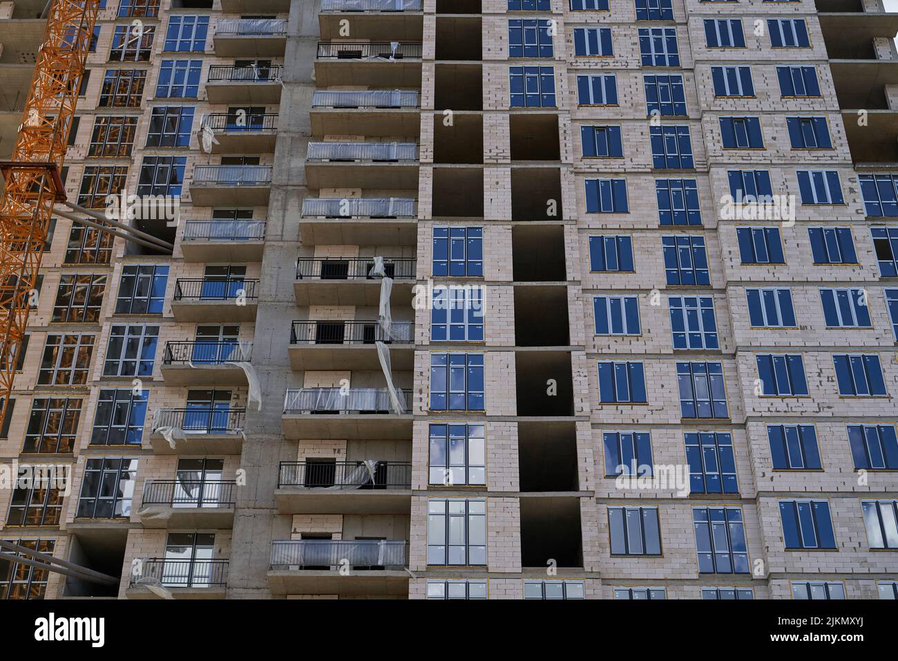 Construction site. High rise Building under construction. Construction ...
