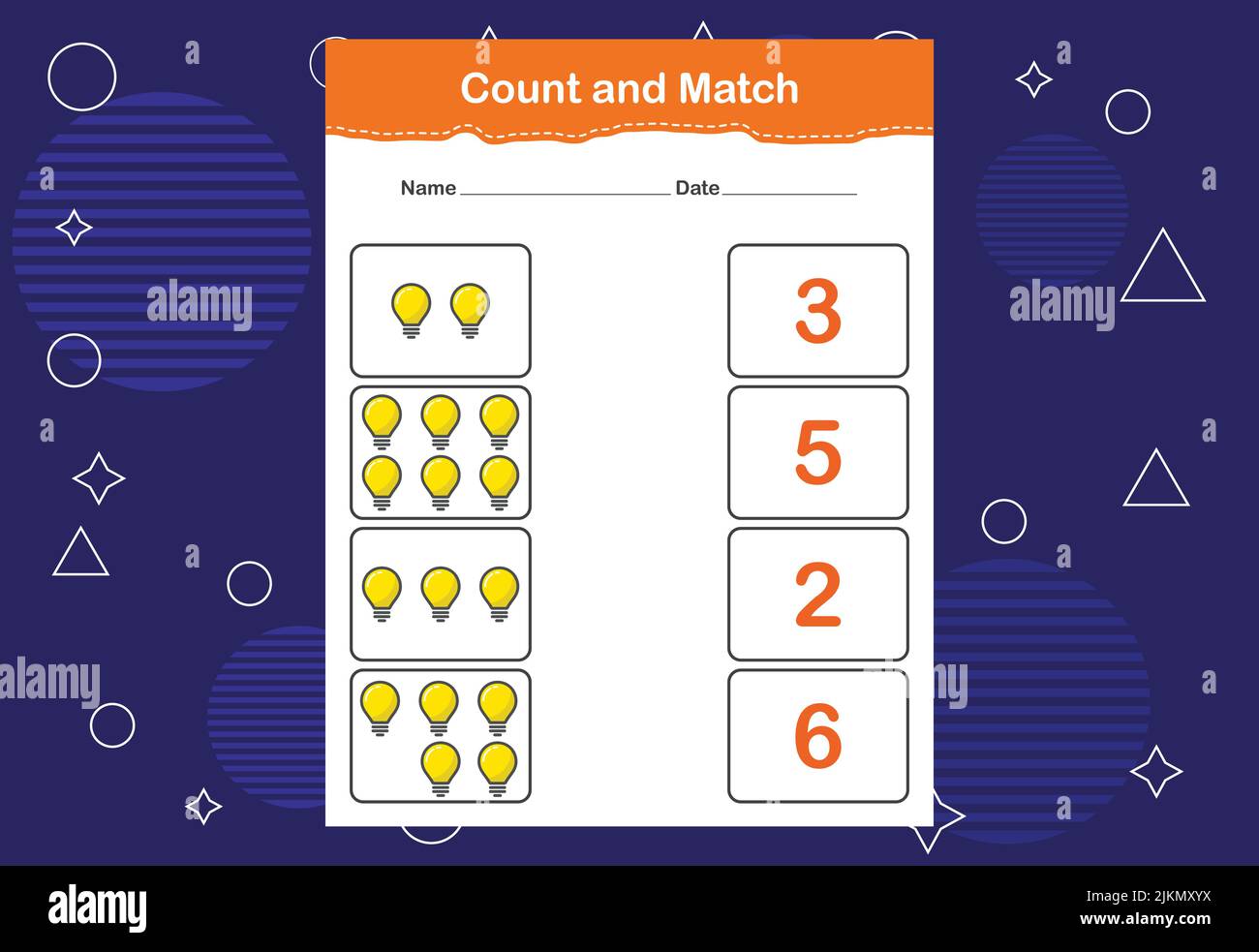 Count and Match worksheet for kids. Count and match with the correct ...
