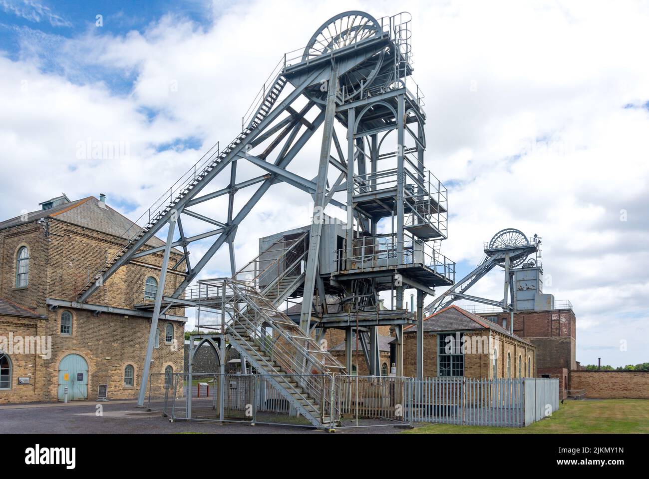 Mine shafts at entrance to Woodhorn Museum, QE Country Park, Ashington ...