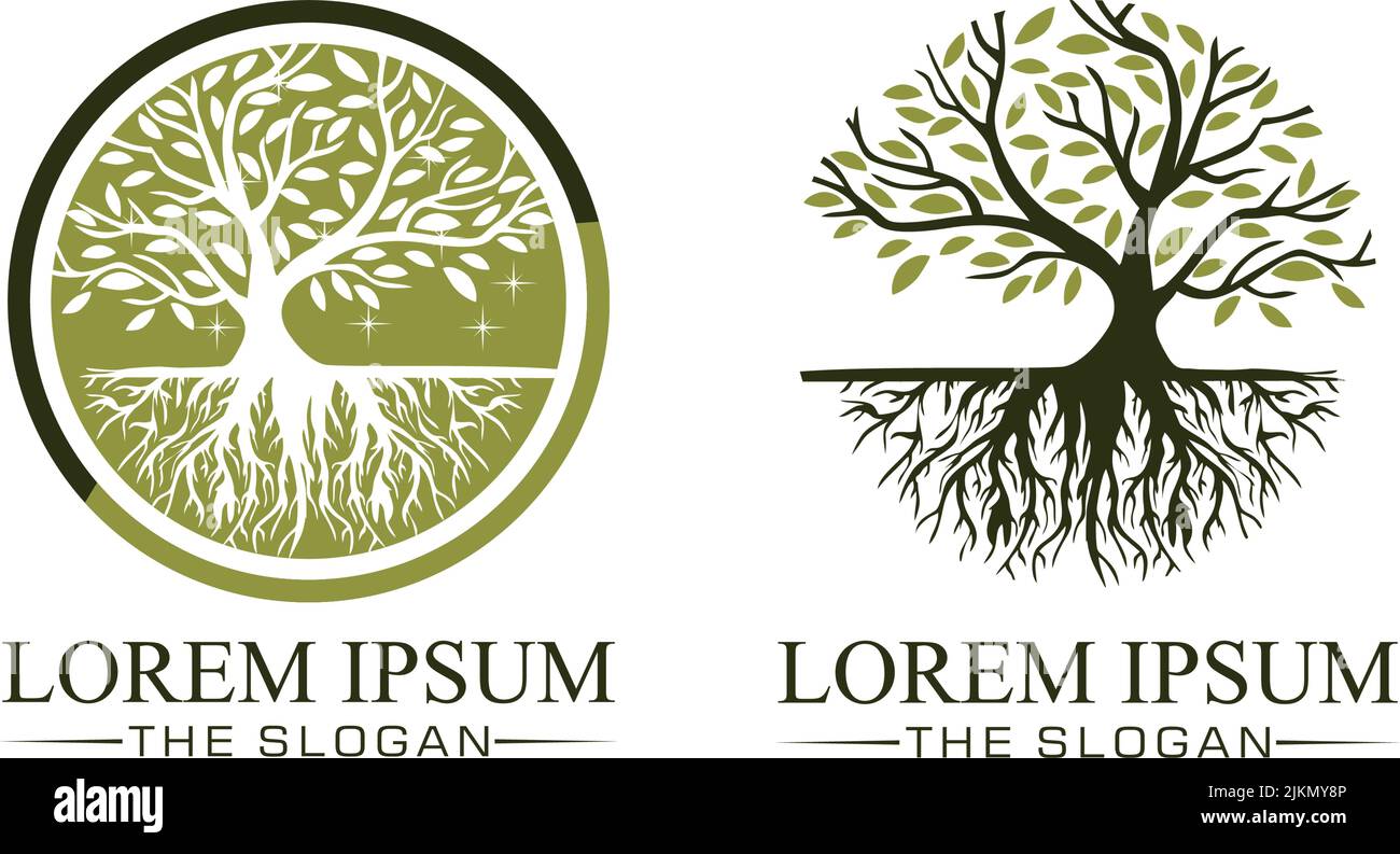 vintage tree logo with exotic roots and trunk Stock Vector Image & Art ...