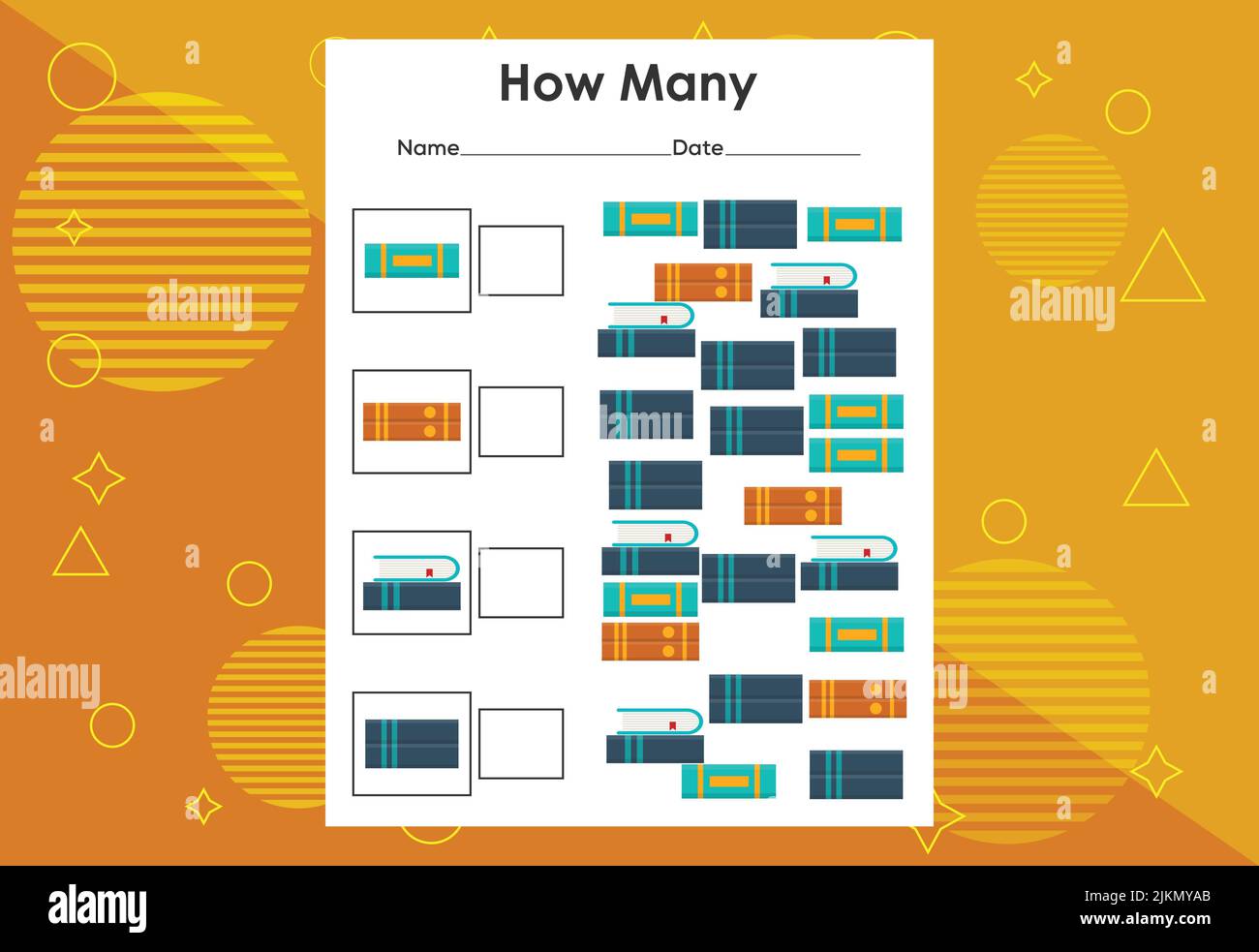 How many objects task. Educational children's game worksheet Stock ...
