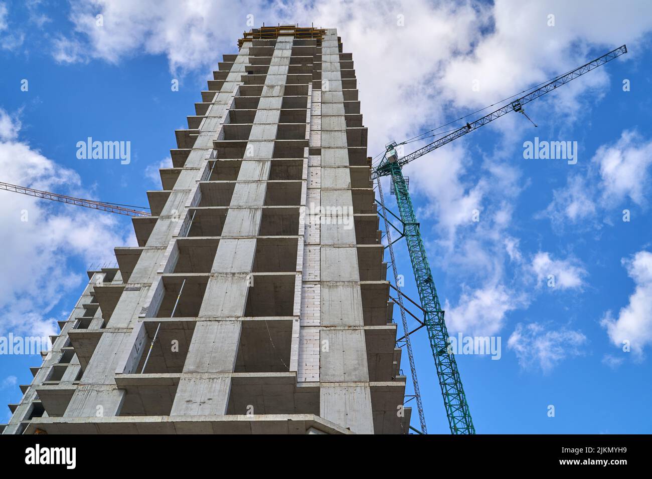 Construction site. High rise Building under construction. Construction ...