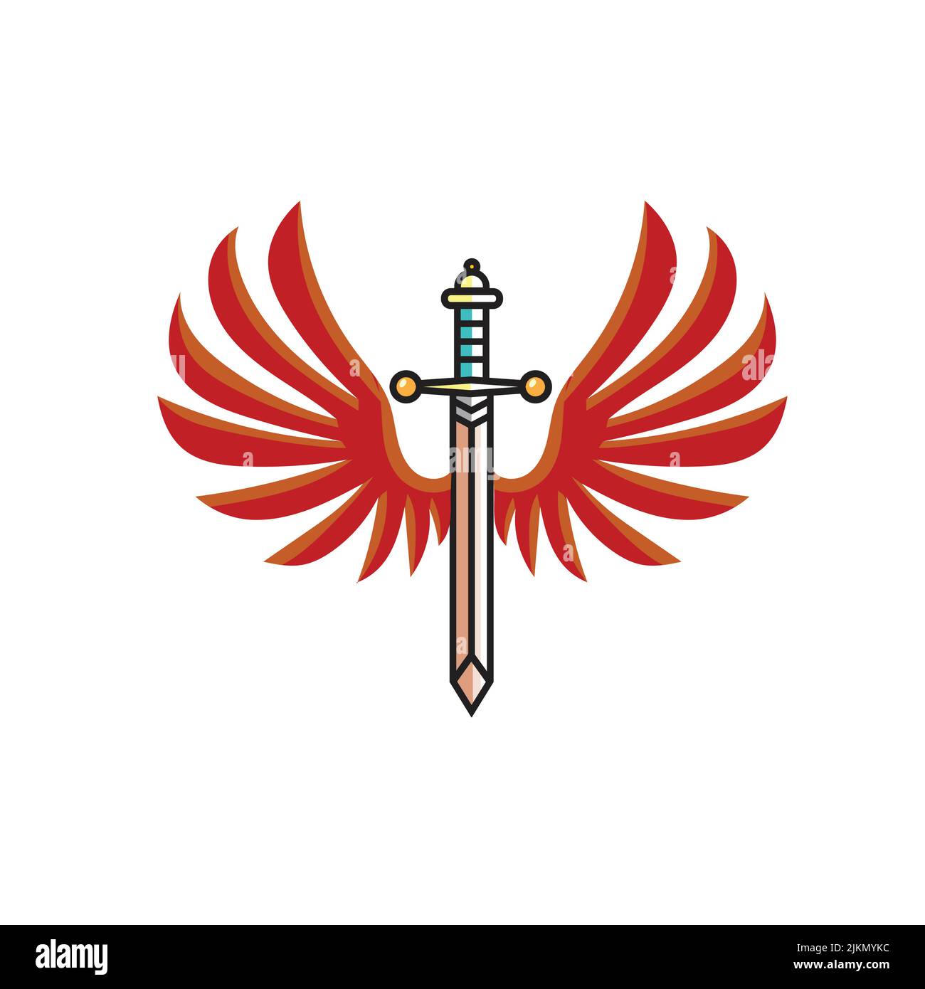 A sword with wings isolated on white background Stock Vector Image ...