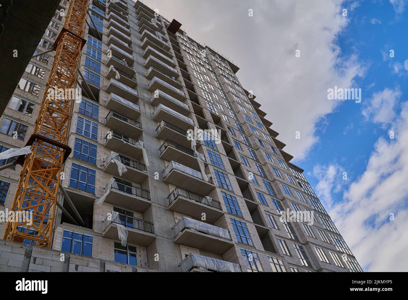 Construction site. High rise Building under construction. Construction ...