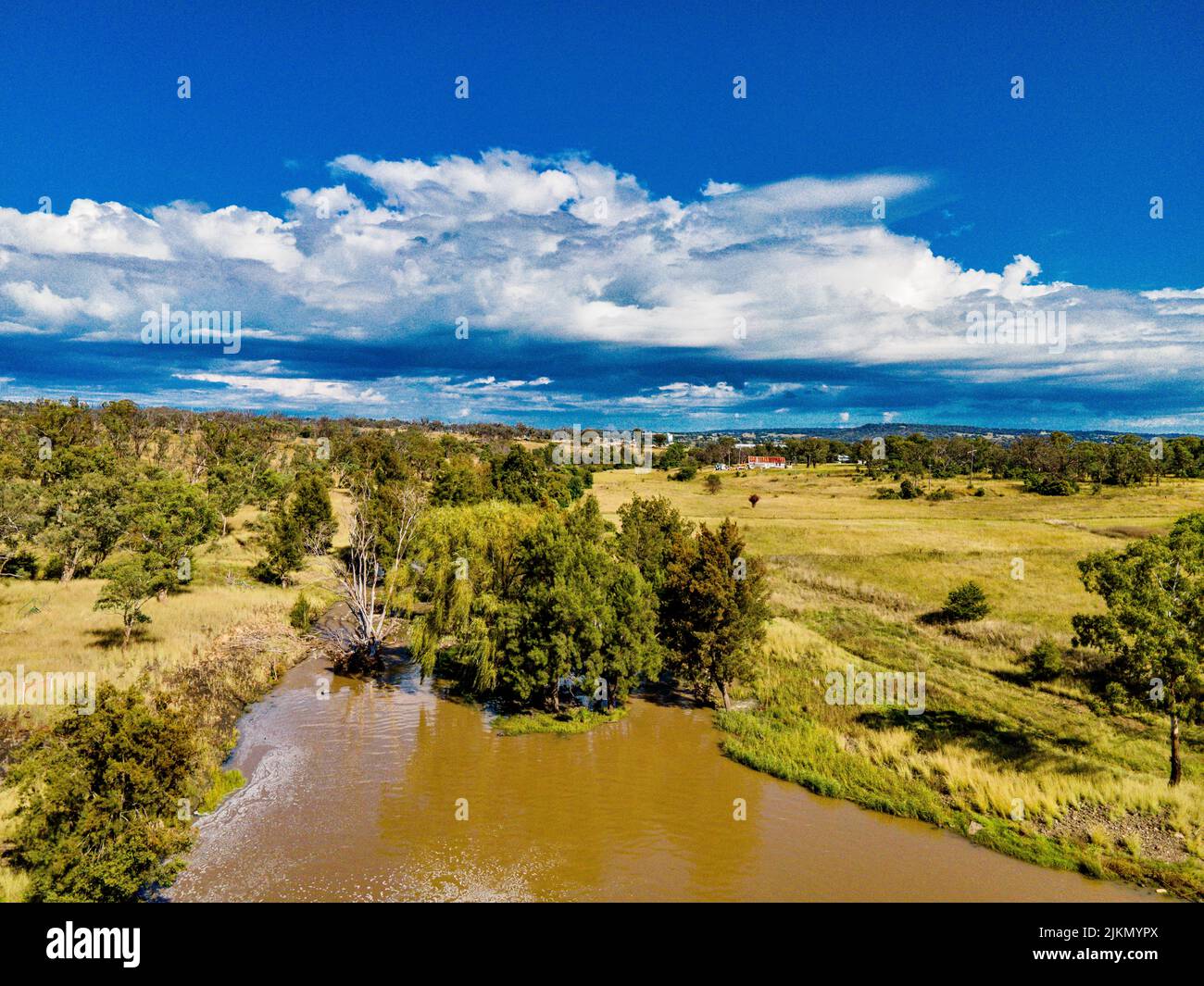 An aerial view of Lake Inverell Reserve in New South Wales, Australia ...