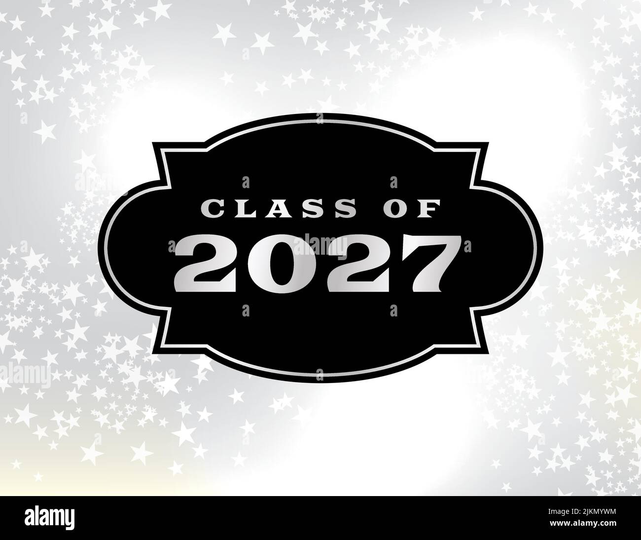 A black emblem on a starry silver sparkle sky with Class of 2027 ...