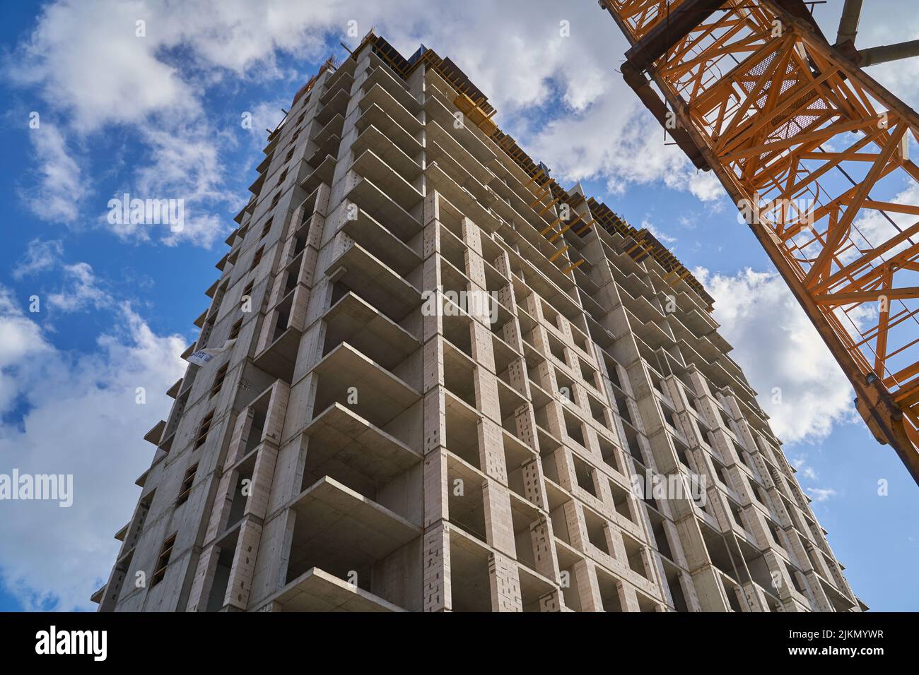Construction site. High rise Building under construction. Construction ...