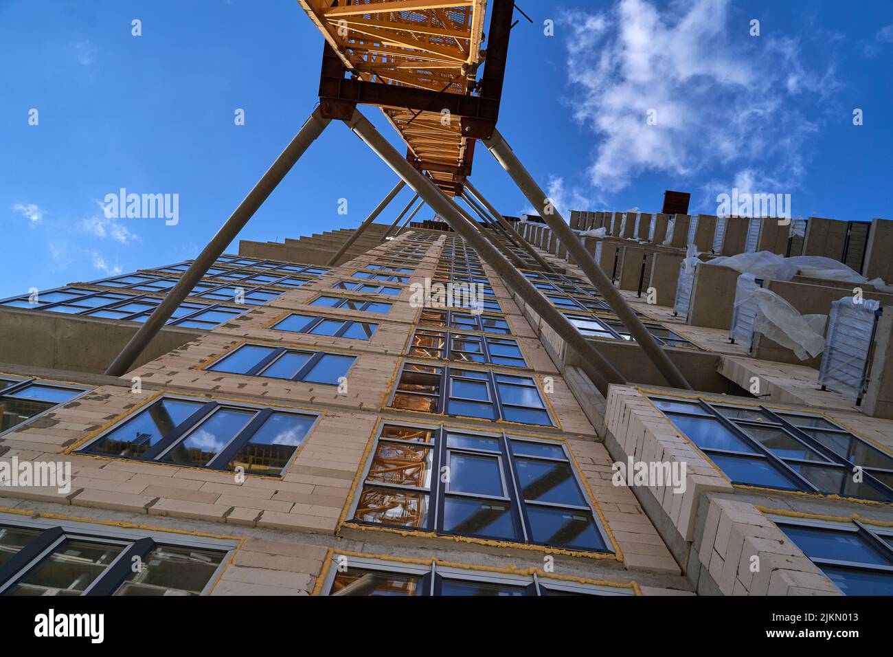 Construction site. High rise Building under construction. Construction ...