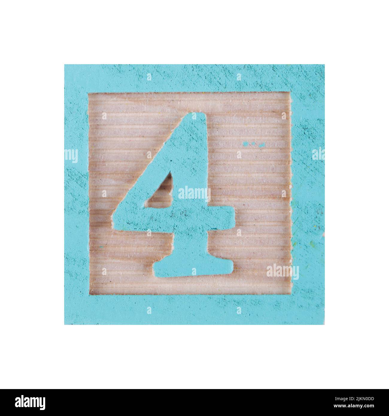 Number 4 four childs wood block on white with clipping path Stock Photo ...