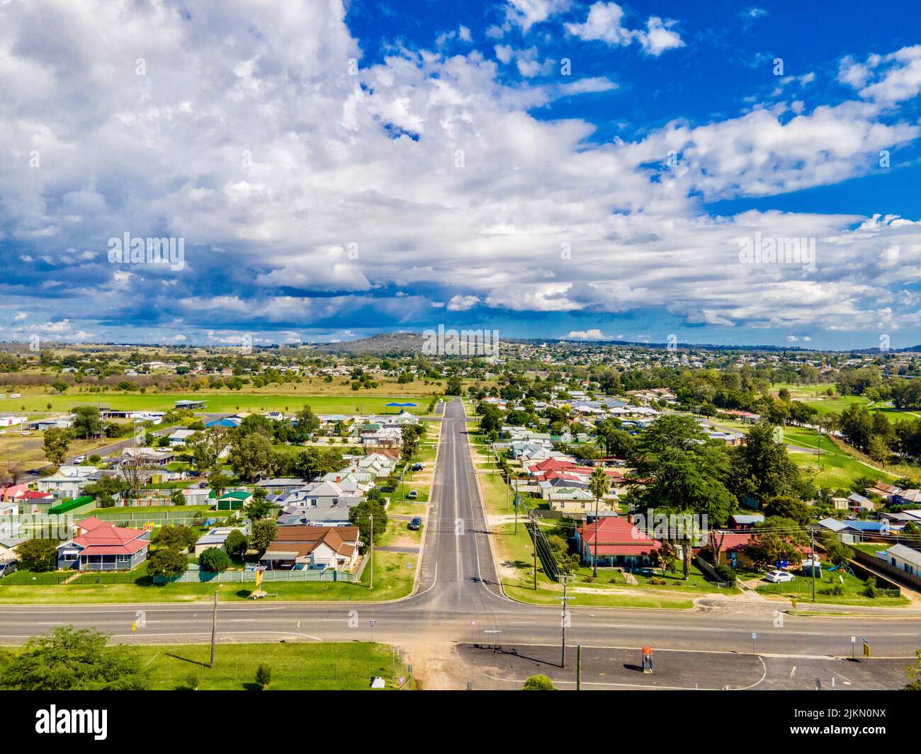 An aerial view of Inverell town in New South Wales, Australia Stock ...