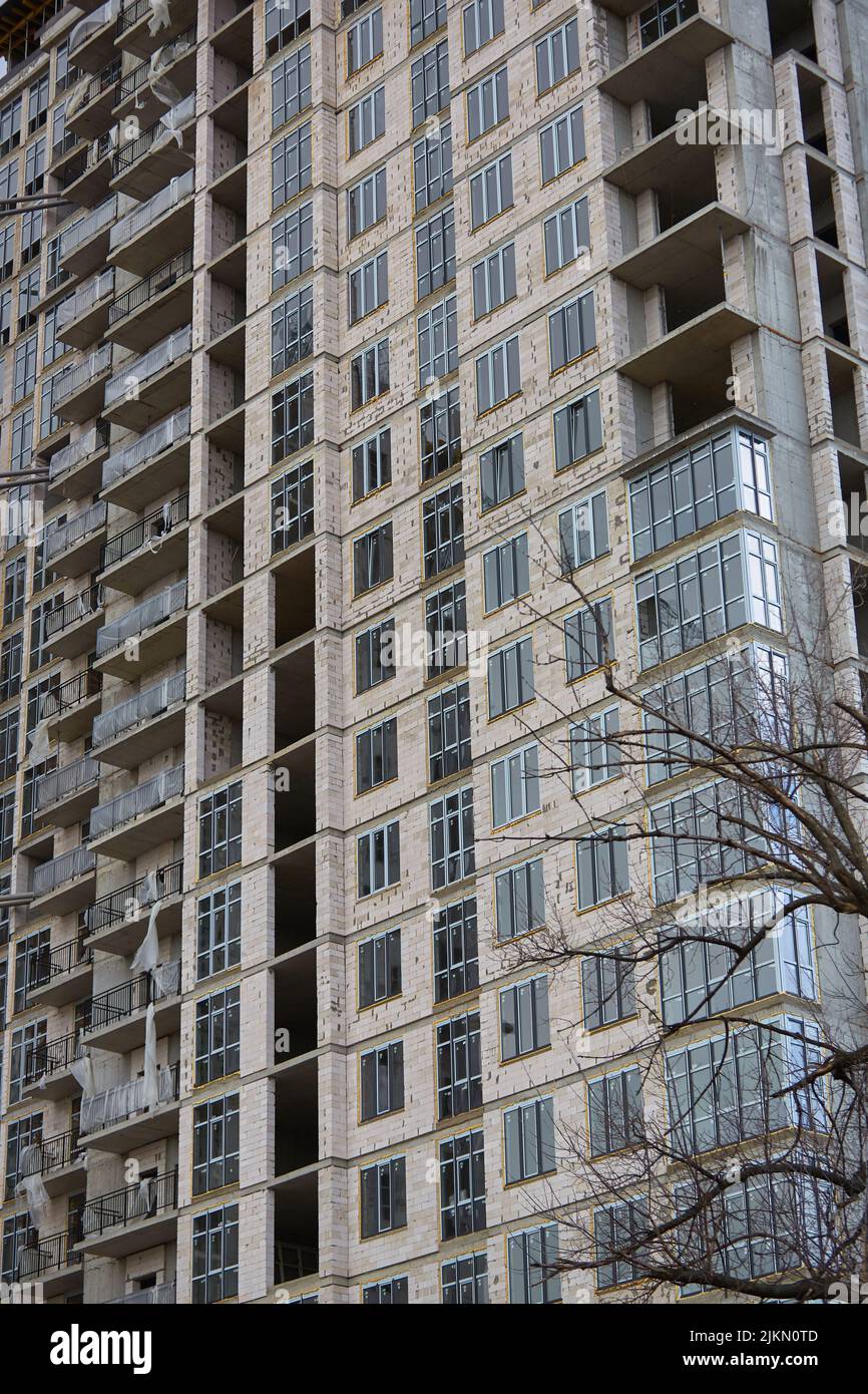 Construction site. High rise Building under construction. Construction ...
