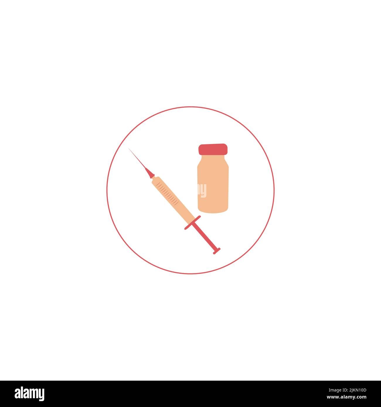 Vaccine sign. Syringe and vaccine vial flat icons. Isolated vector ...