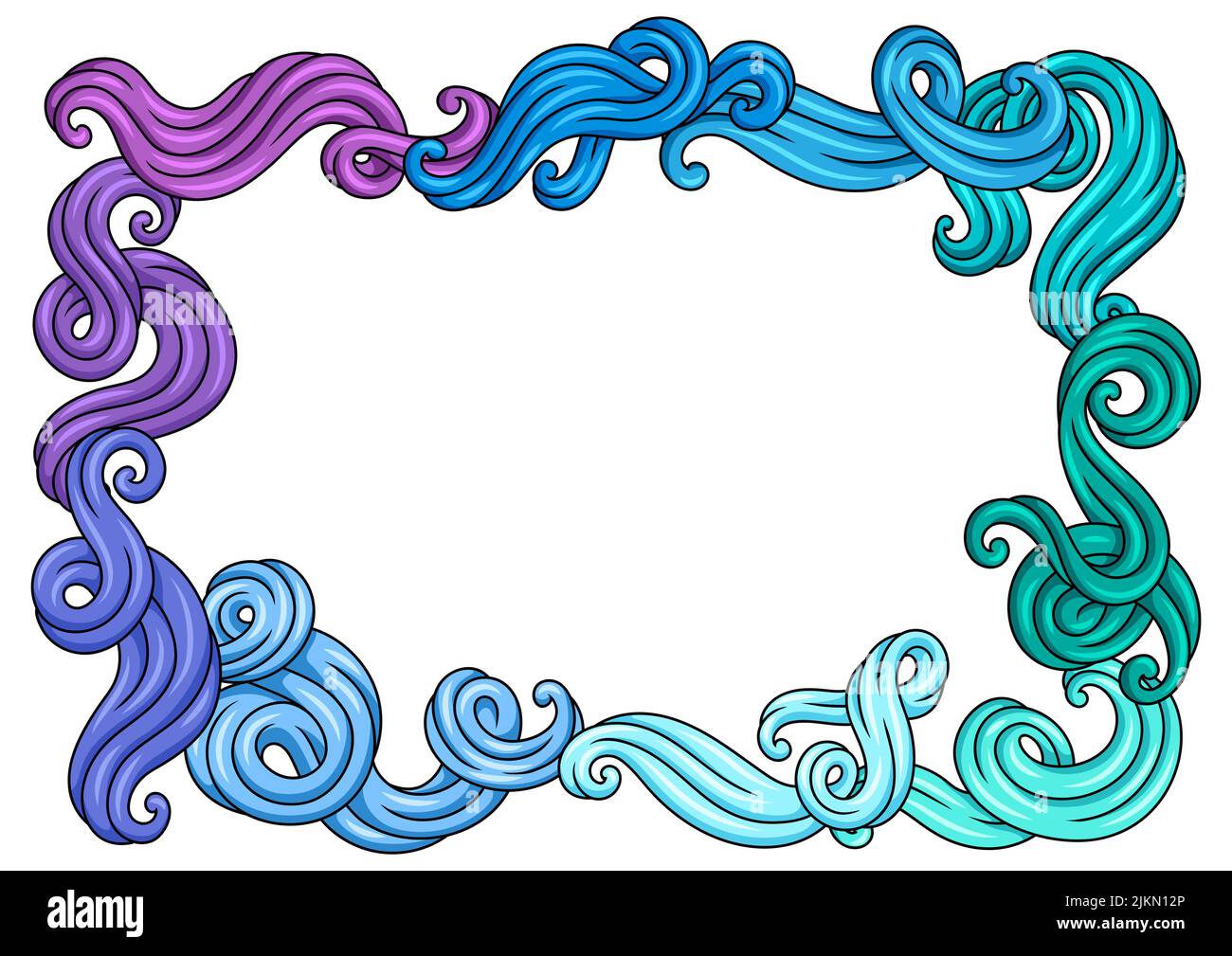 Frame with wave line curls. Color striped texture. Swirly abstract fur ...
