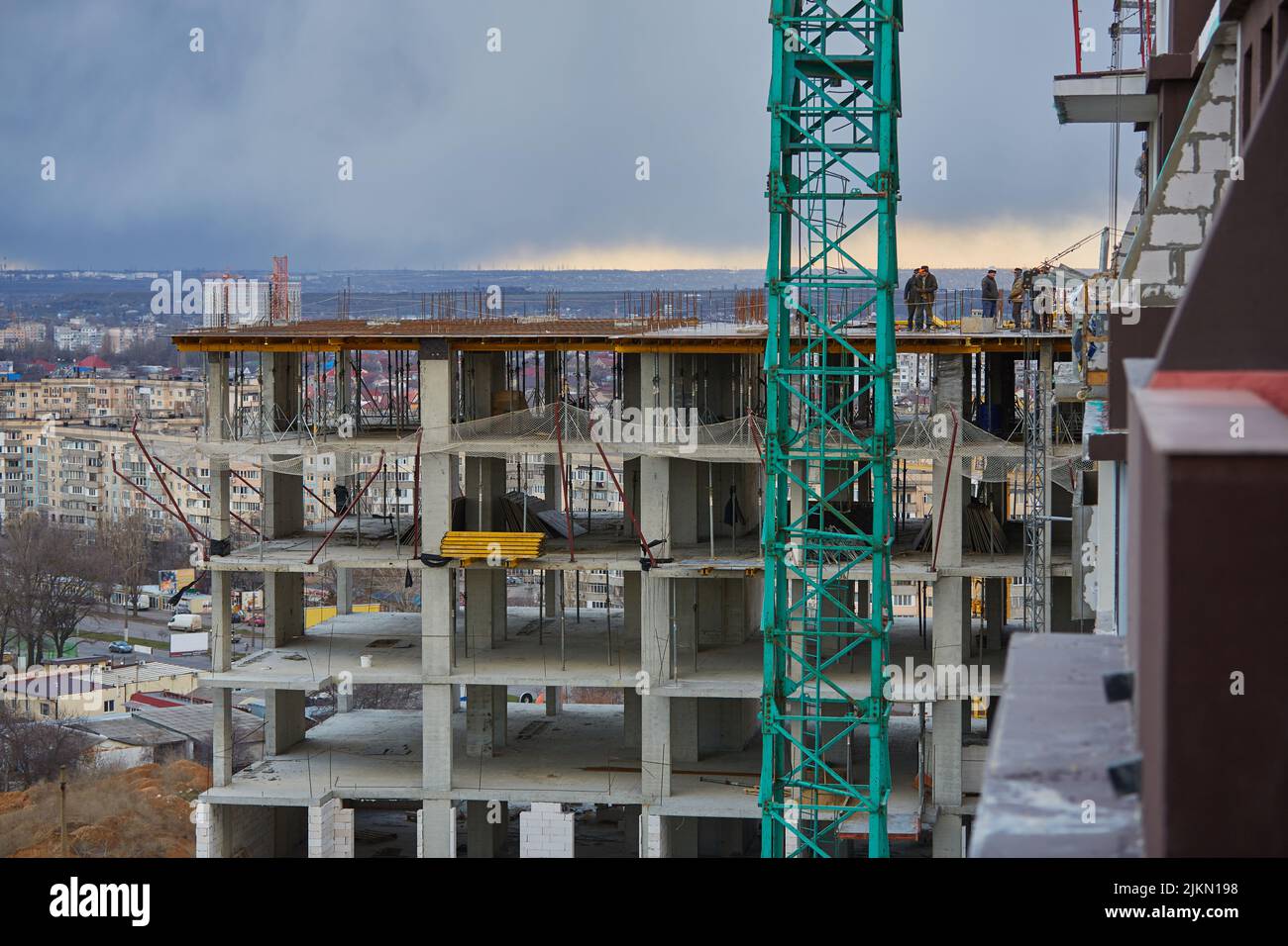 Construction site. High rise Building under construction. Construction ...