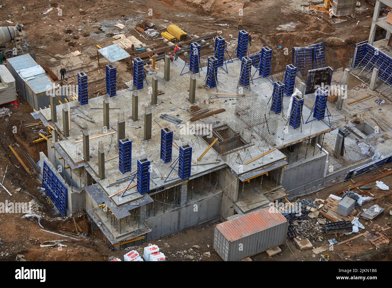 Construction site. High rise Building under construction. Construction ...