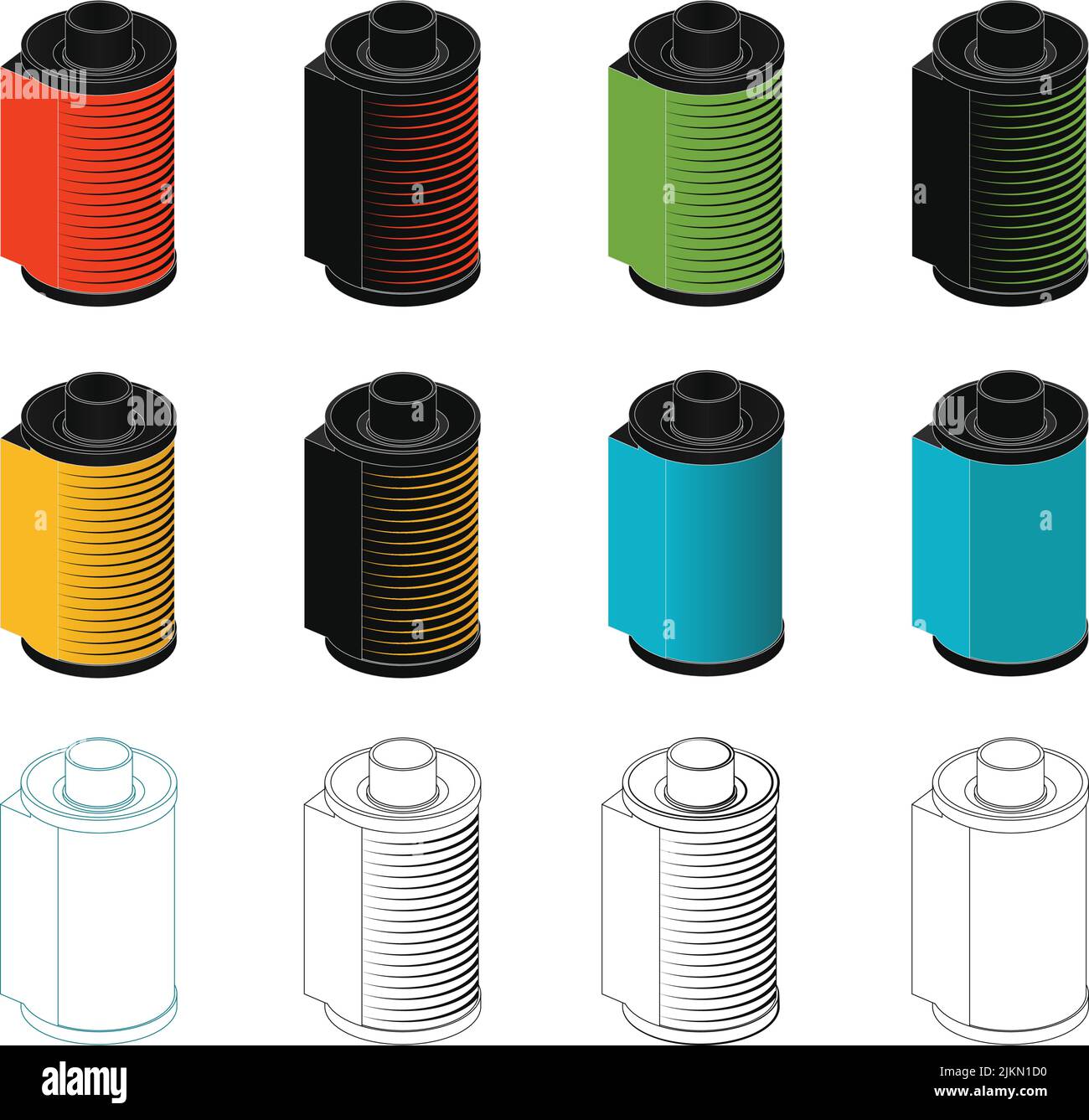 Vector of 35mm film roll in various colors and forms Stock Vector Image ...