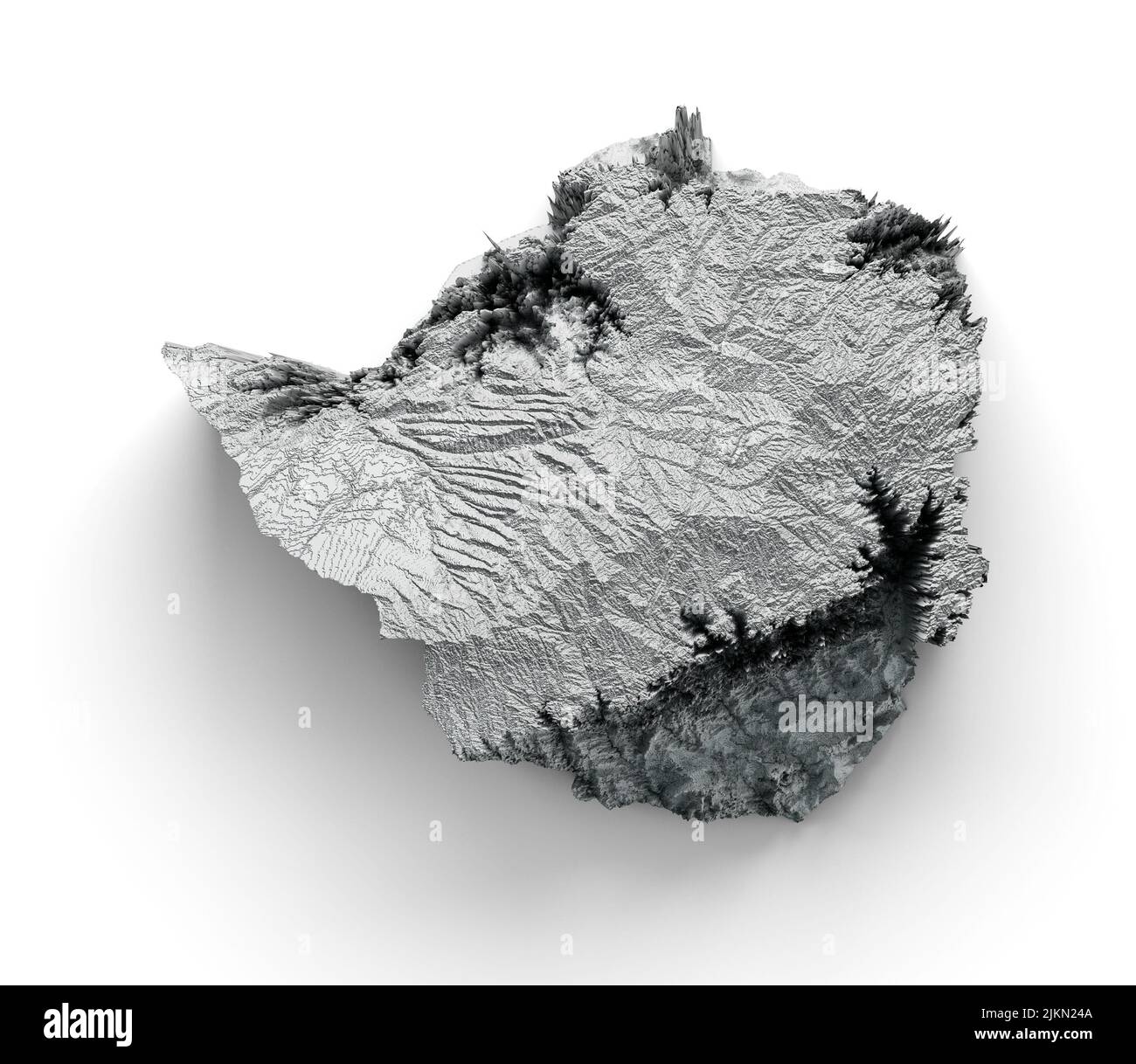 Zimbabwe map 3d realistic Zimbabwe Topographic Map 3d illustration ...