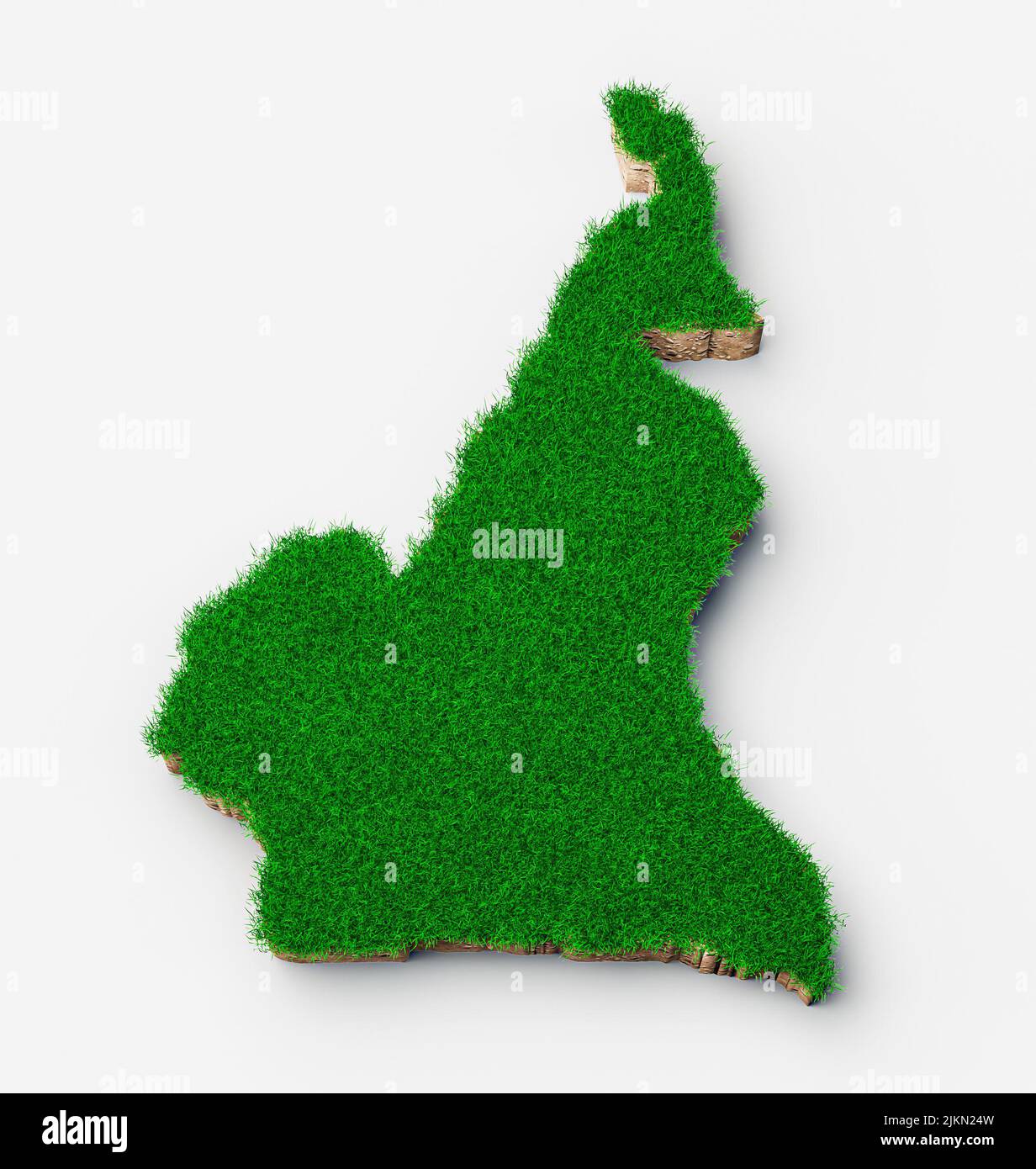 Cameroon map soil land geology cross section with green grass 3d ...