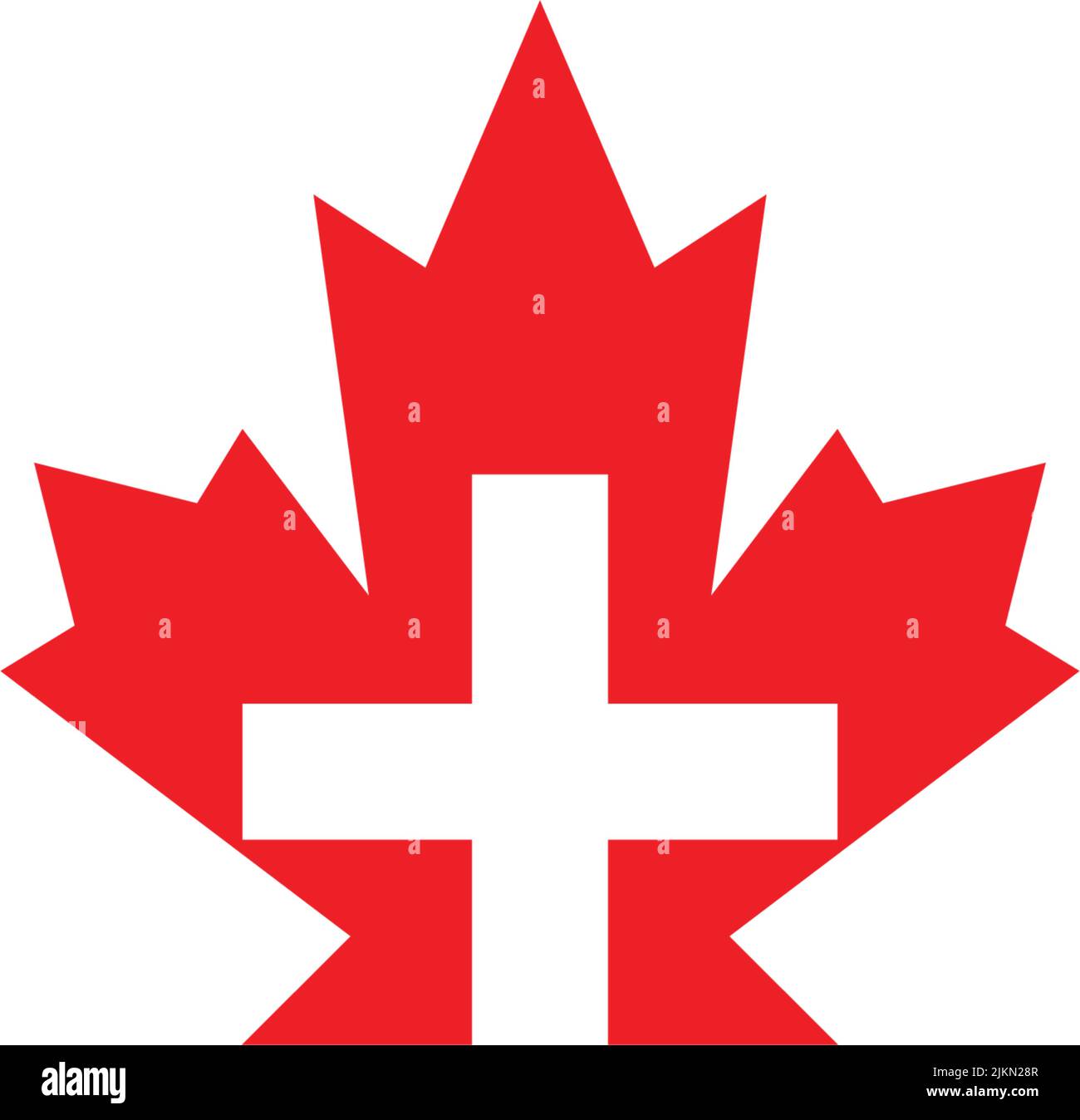A red maple leaf with a cross isolated on a white background Stock ...