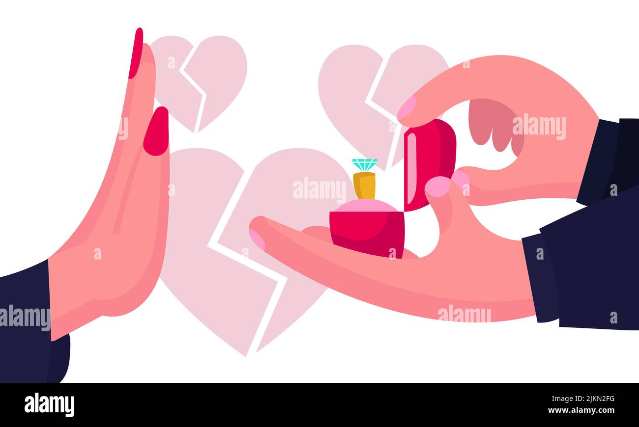 Refuse marriage and failure proposal rejection wedding. Heart break and ...