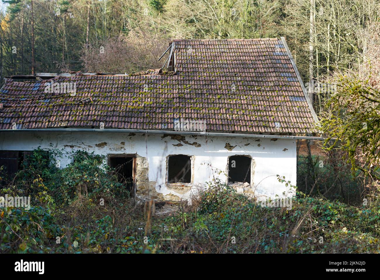 A dilapidated house in a village near a forest Stock Photo - Alamy