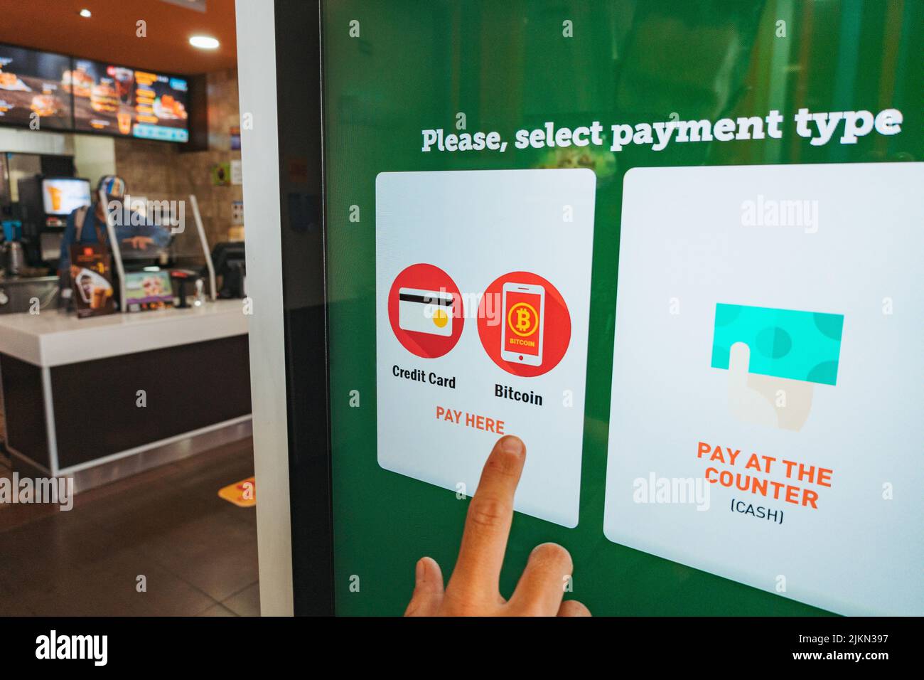 payment buttons on a McDonald's ordering kiosk in El Salvador offering ...