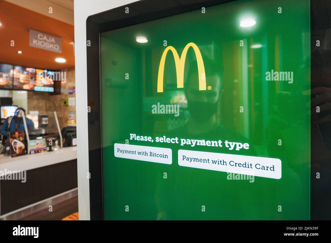 payment buttons on a McDonald's ordering kiosk in El Salvador offering ...