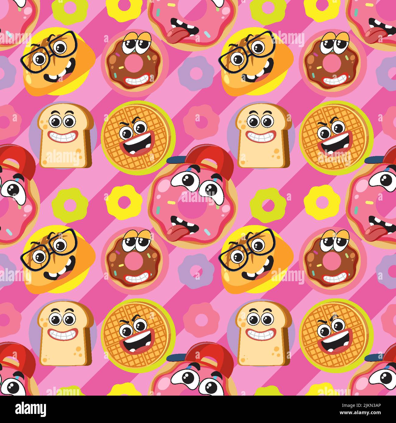 Cartoon food and dessert seamless pattern illustration Stock Vector ...