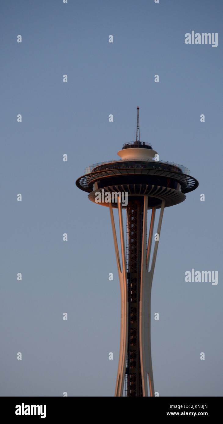 A vertical shot of the observation tower Space Needle in Seattle ...
