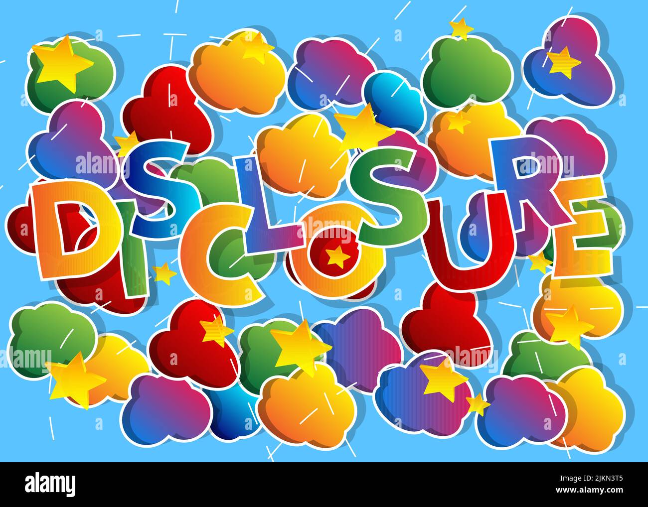 Disclosure. Word written with Children's font in cartoon style Stock ...