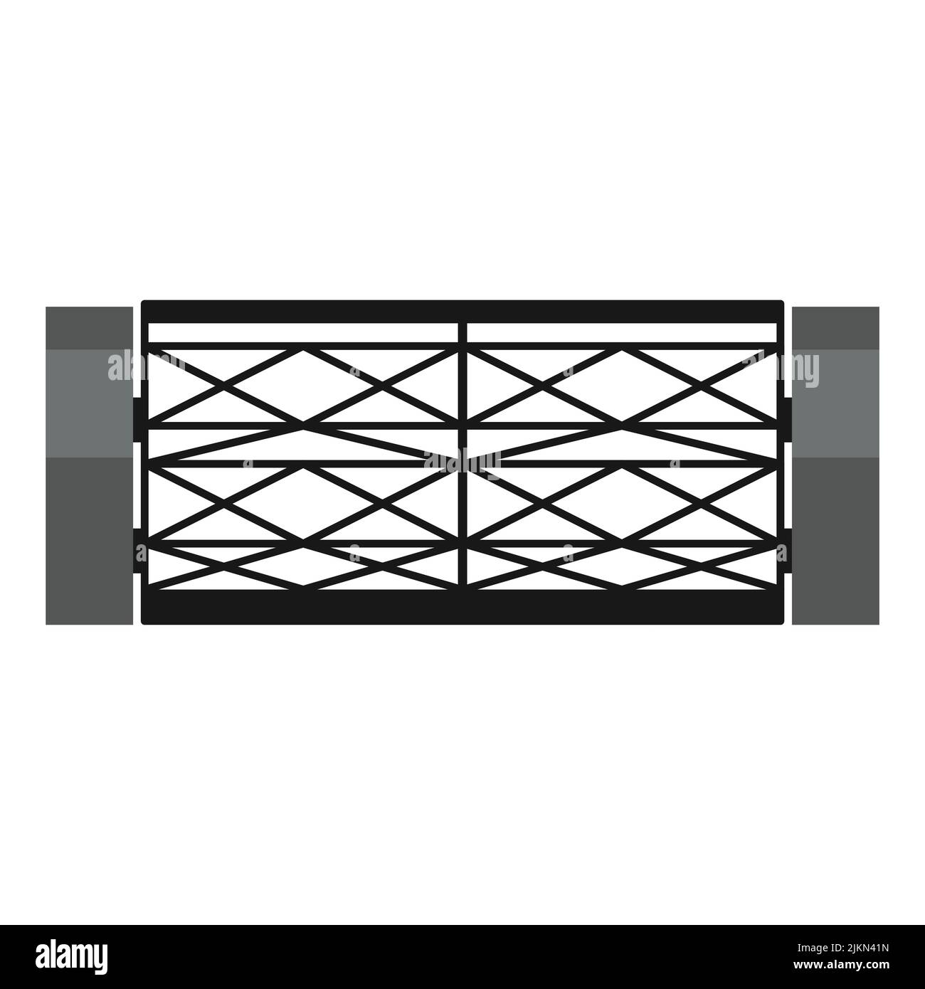 Cartoon Metal Fence Entry Gates And Fence Made From Steel And Concrete