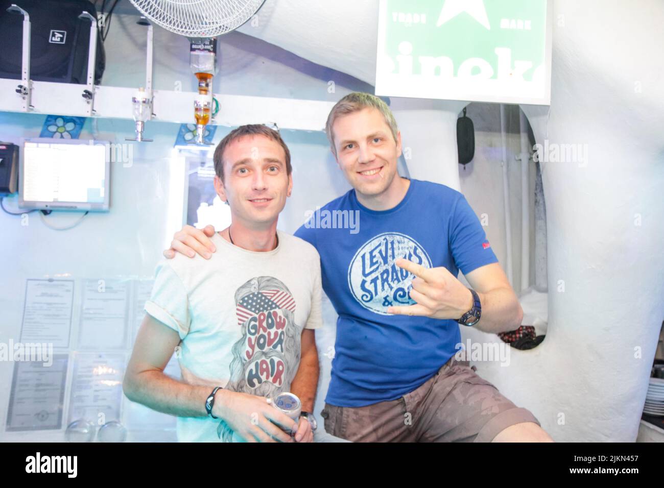 Odessa, Ukraine June 21, 2013: Ibiza night club. People smiling and ...