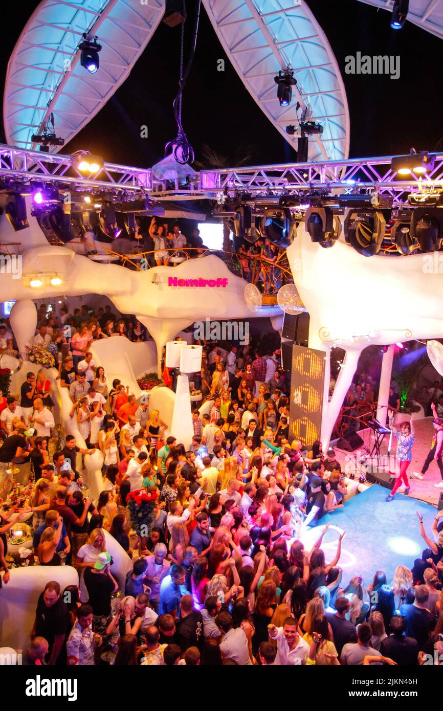 Odessa, Ukraine June 21, 2013: Night club dj party people enjoy of ...