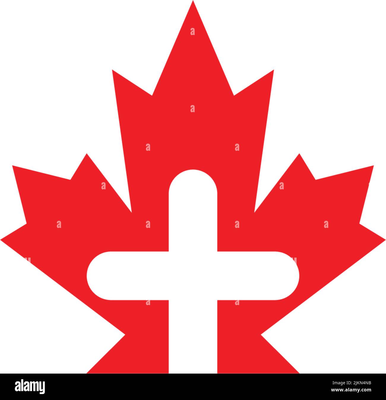 A red maple leaf with a cross isolated on a white background Stock ...