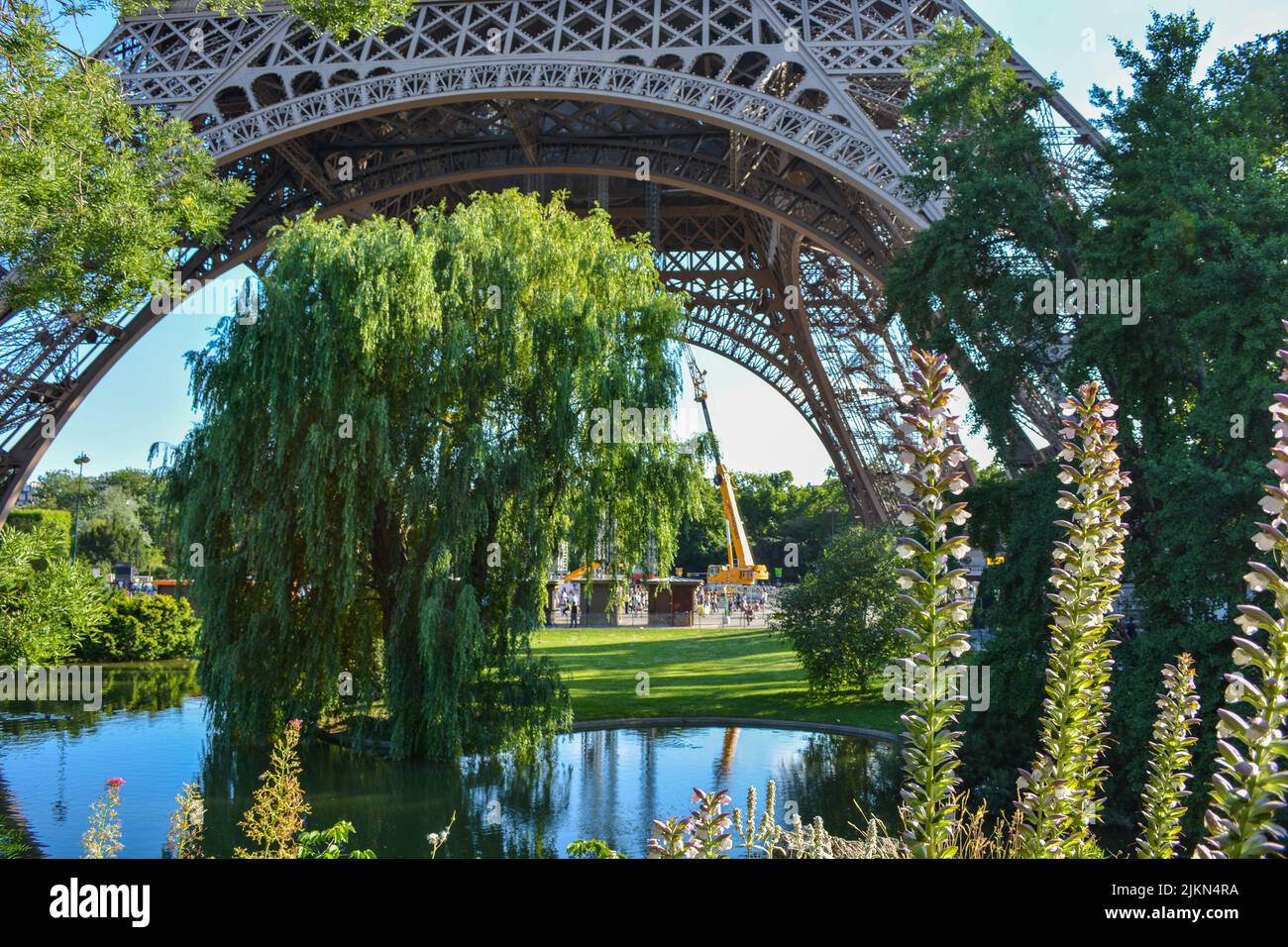 A beautiful shot detail of the base of the Eiffel Tower, Paris, France ...