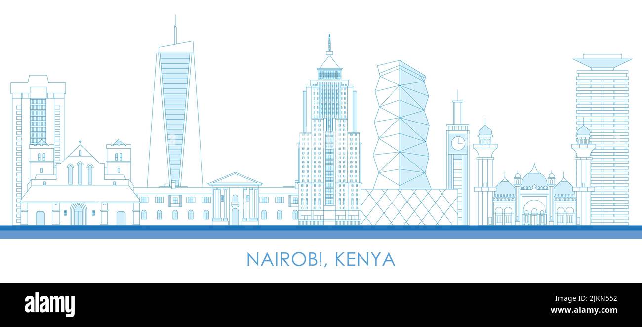 Outline Skyline panorama of city of Nairobi, Kenya - vector ...