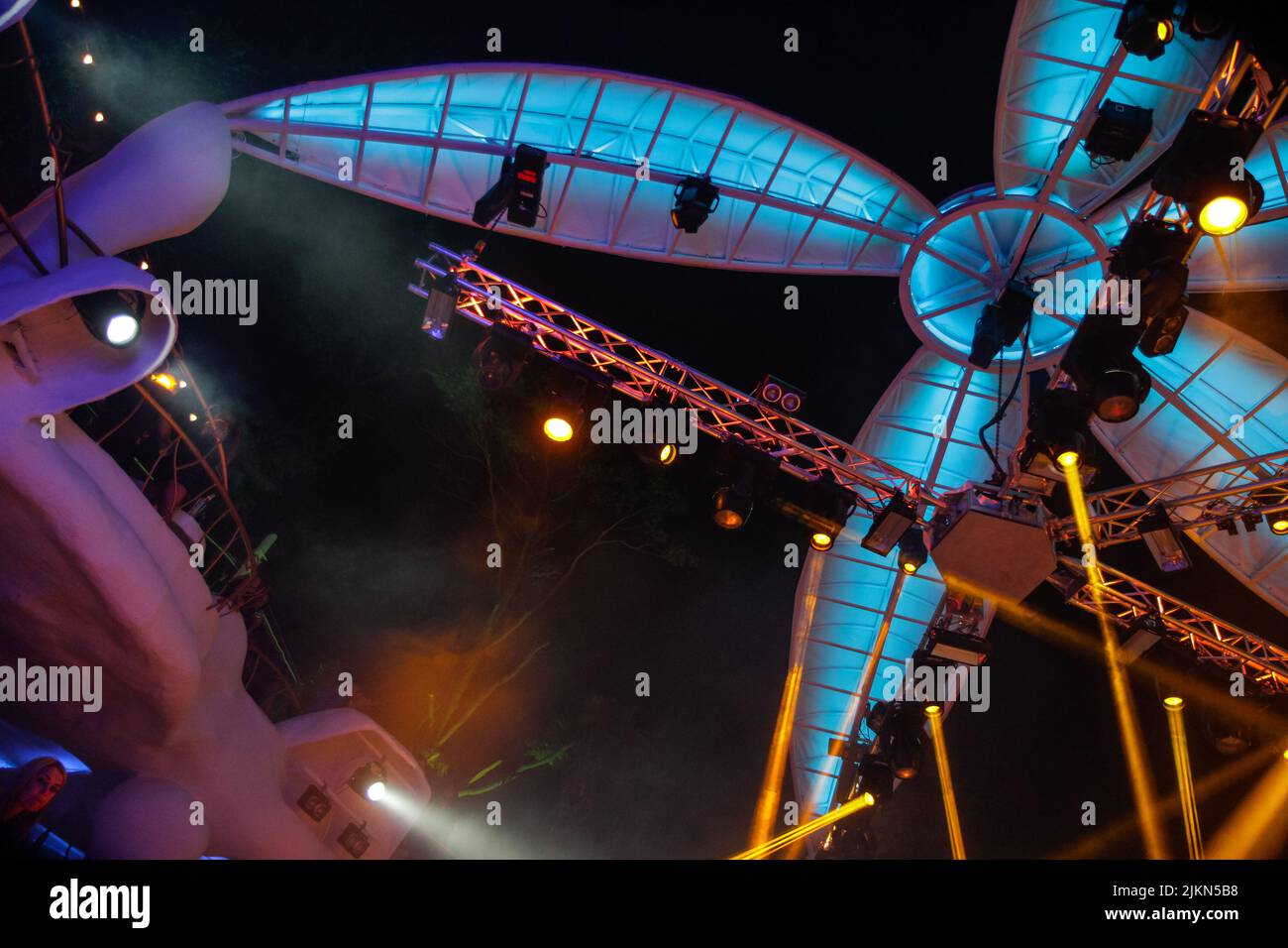 Lights show. Lazer show. Night club dj party people enjoy of music ...