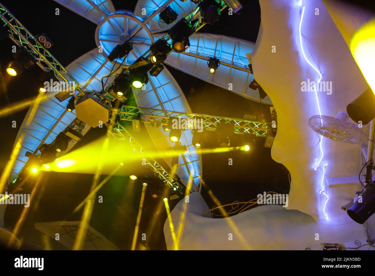 Lights show. Lazer show. Night club dj party people enjoy of music ...