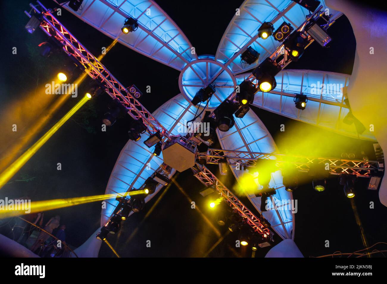 Lights show. Lazer show. Night club dj party people enjoy of music ...