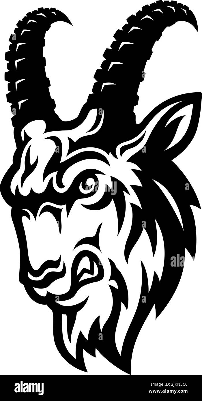 Head of Aggressive Goat Illustration Stock Vector Image & Art - Alamy