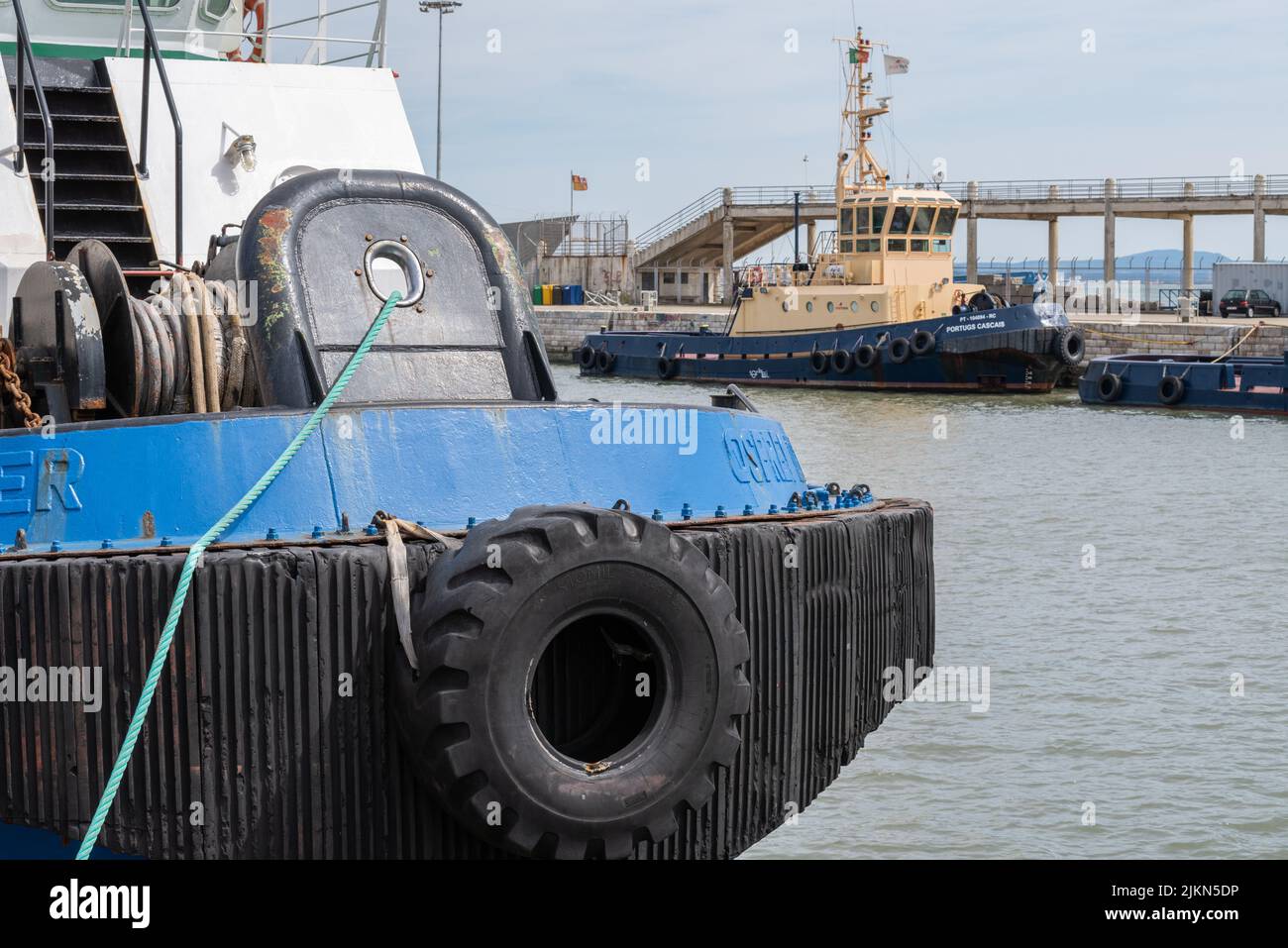The huge tugs in the dock, boats designed to push pull and tow barges ...
