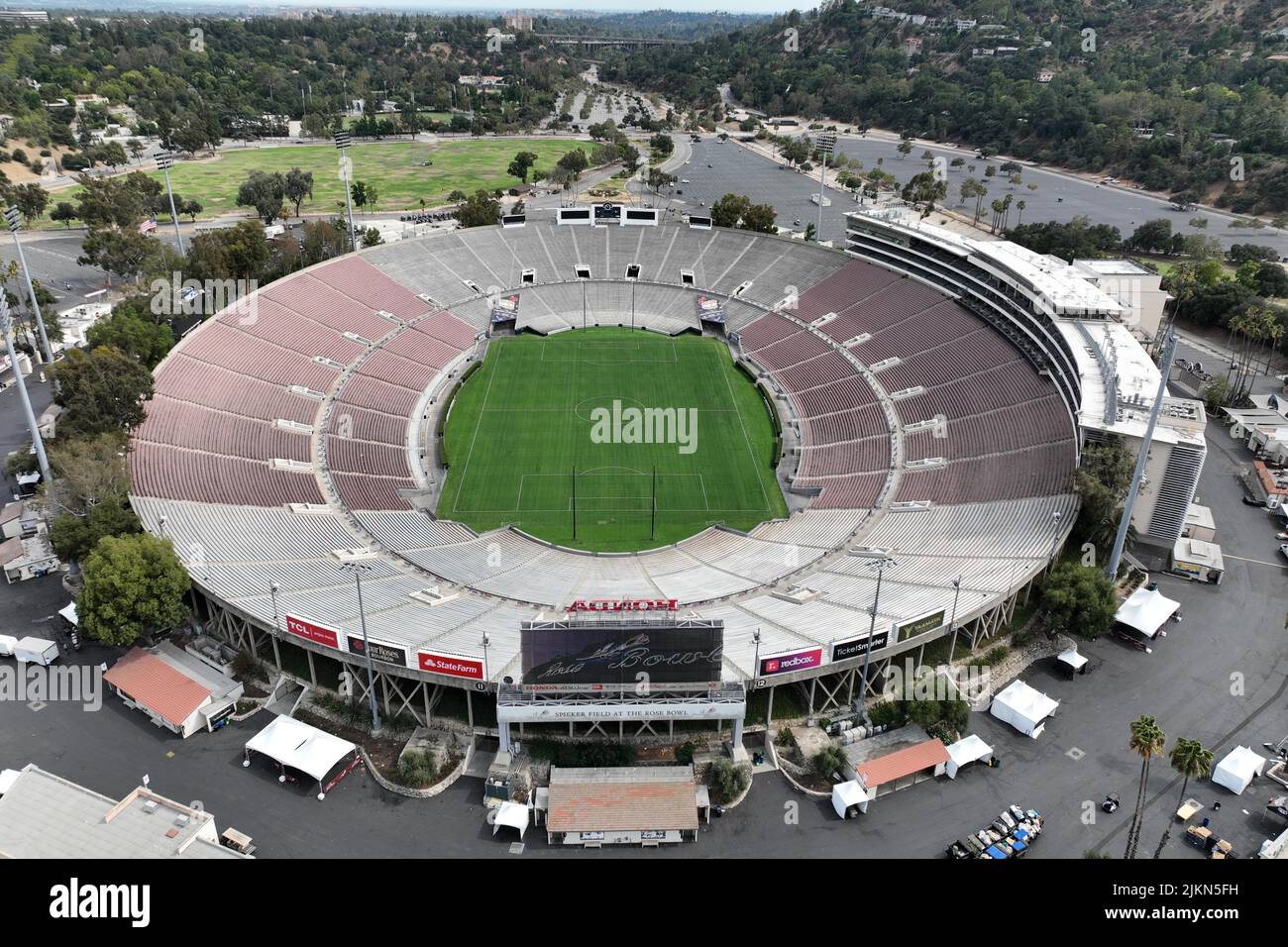 A general overall aerial view of the Rose Bowl Stadium with ...