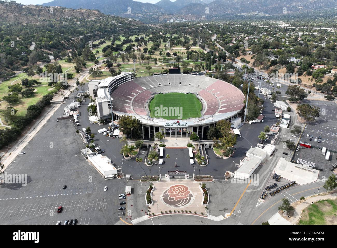 A general overall aerial view of the Rose Bowl Stadium with ...