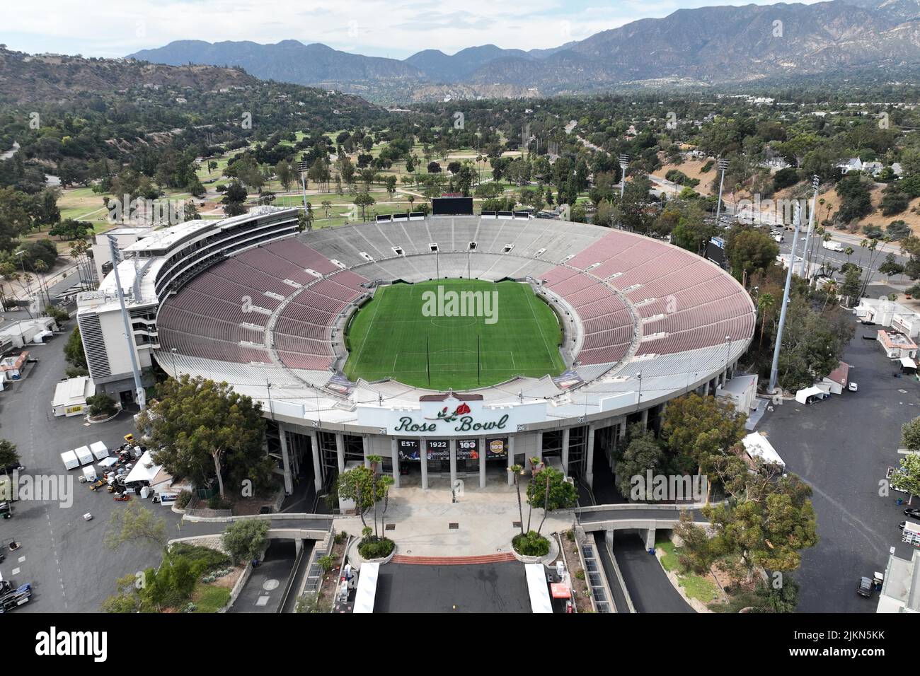 A general overall aerial view of the Rose Bowl Stadium with ...