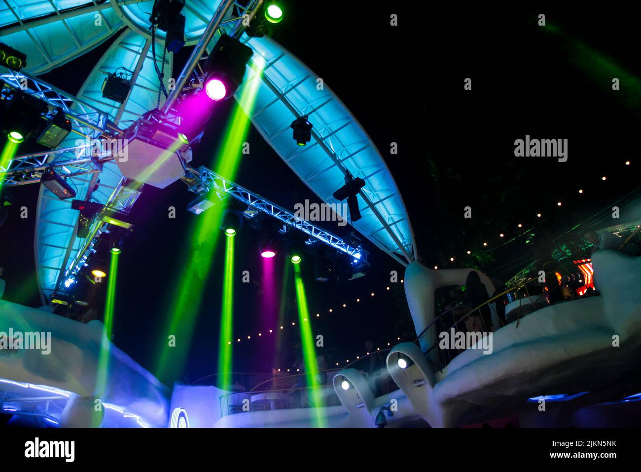 Lights show. Lazer show. Night club dj party people enjoy of music ...