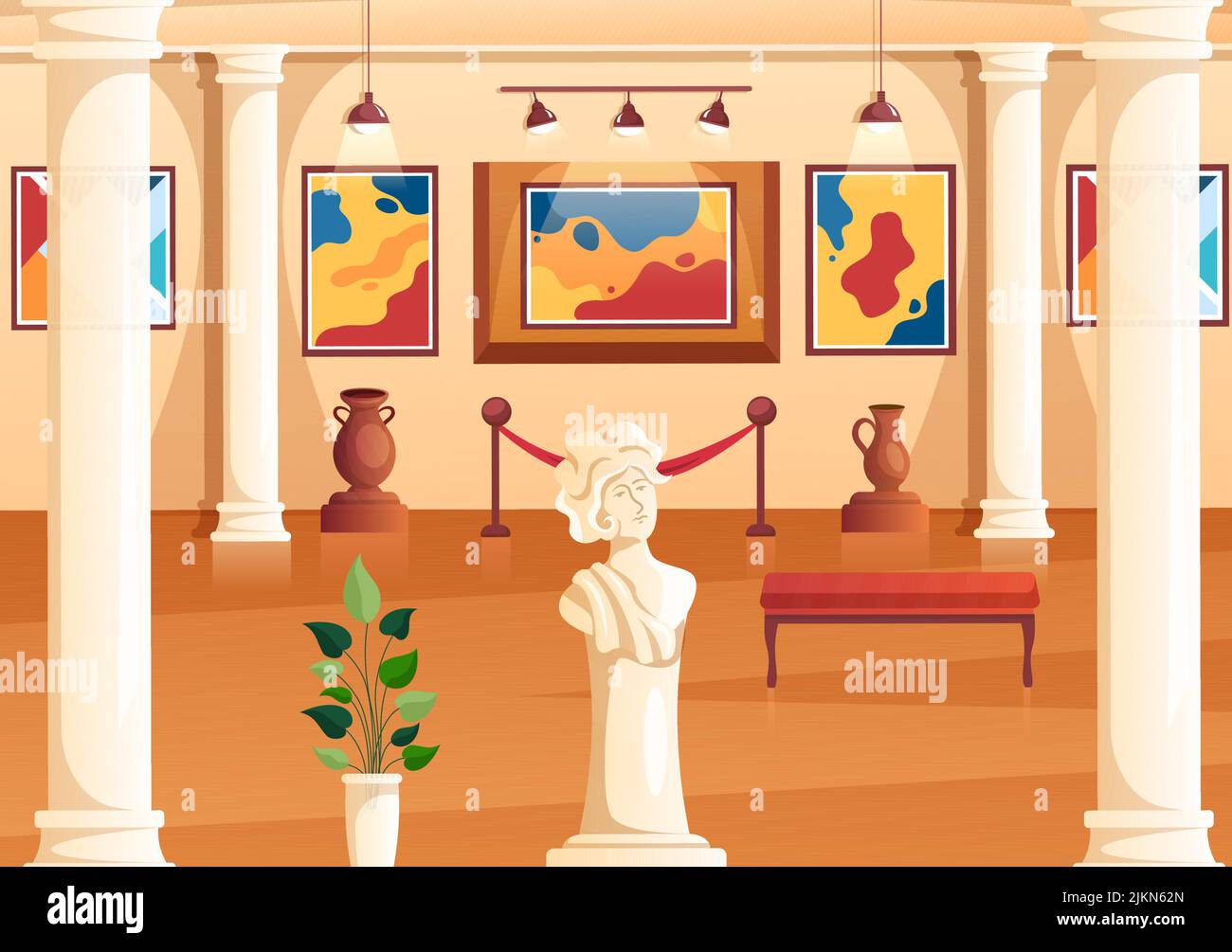 Art Gallery Museum Interior Cartoon Illustration Exhibition, Culture ...